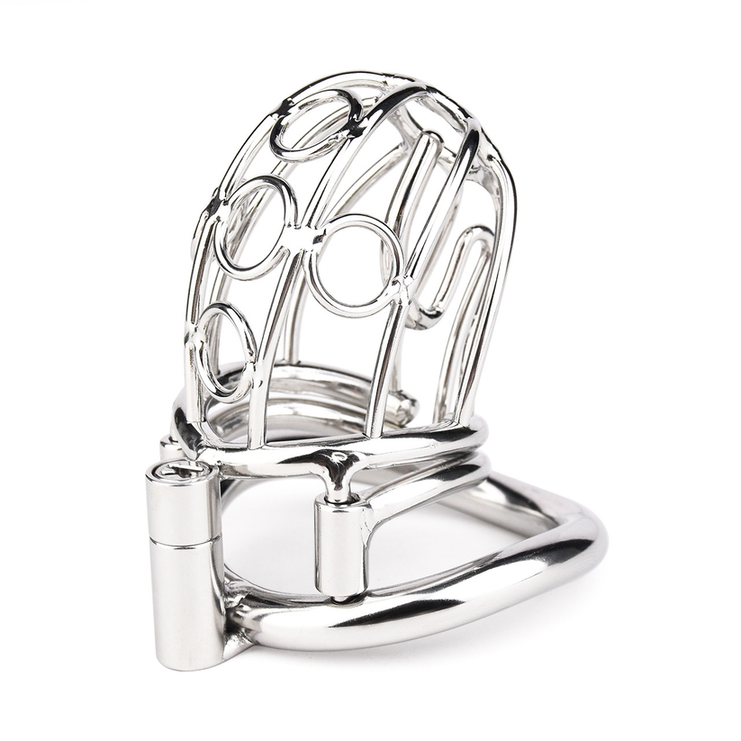 Metal PA Chastity Cage with Strap Prince Albert BDSM Cock Cage Sex ...