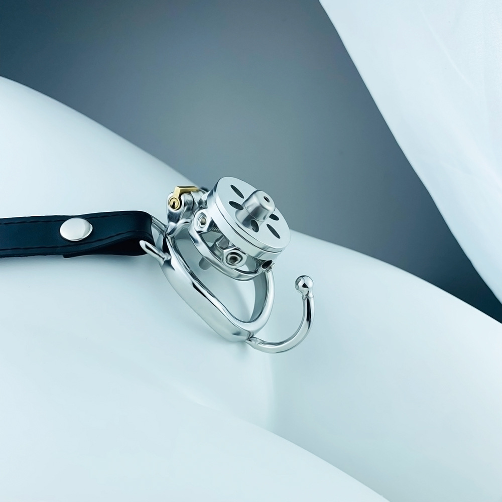 Flat Spiked Chastity Cage with Metal Urethral Catheter and PU Strap ...