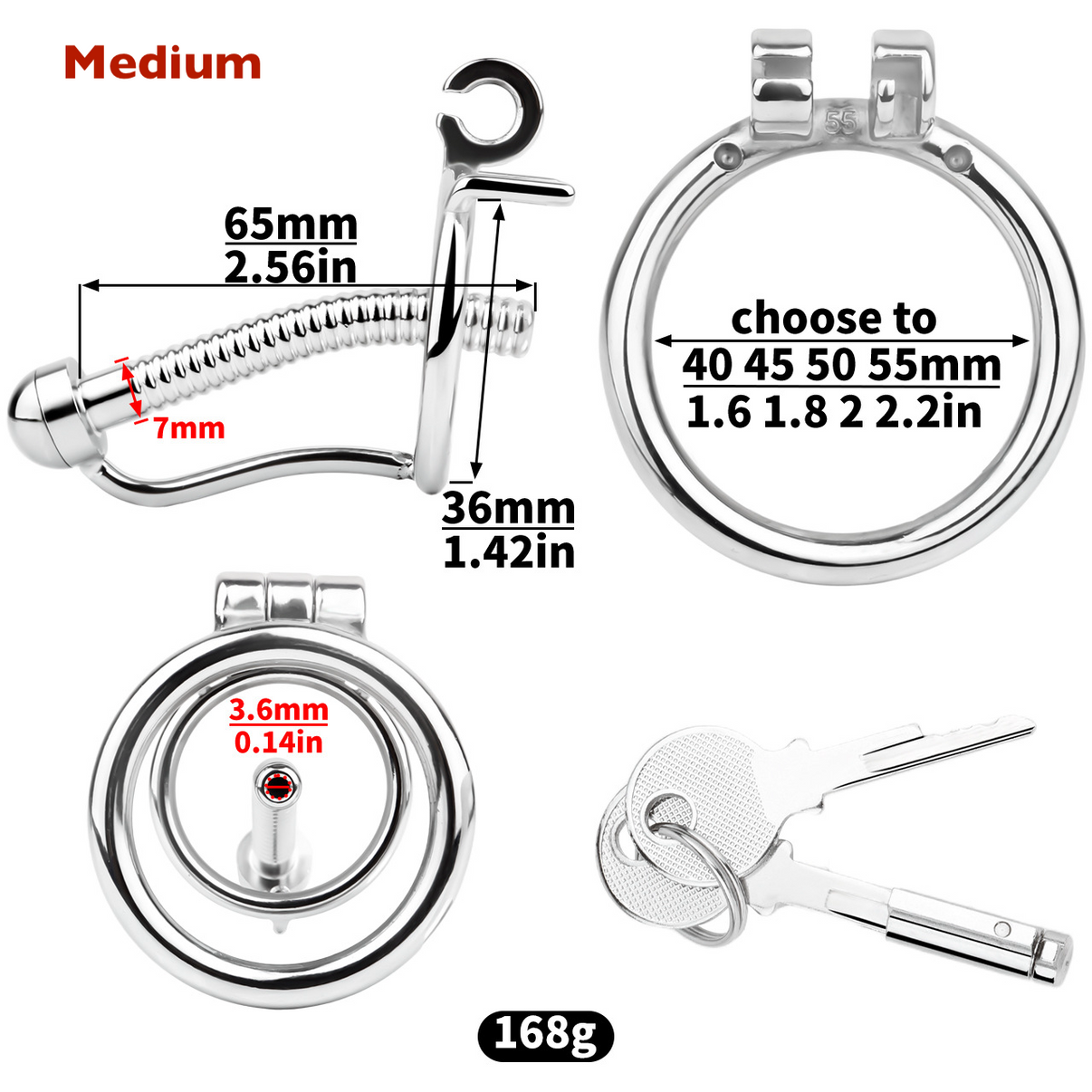 Men's Stainless Steel Chastity Cage with Urethral Catheter and Removab ...