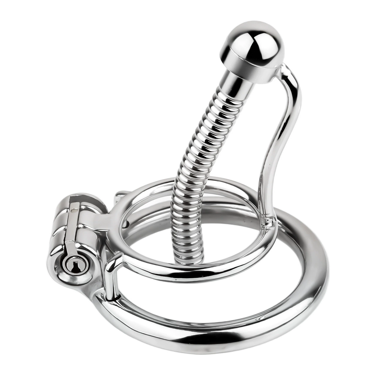 Men's Stainless Steel Chastity Cage with Urethral Catheter and Removab ...