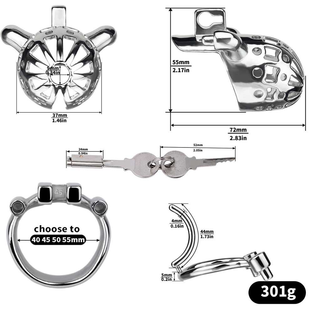Breathable Stainless Steel PA Chastity Cage Prince Albert Penis ...
