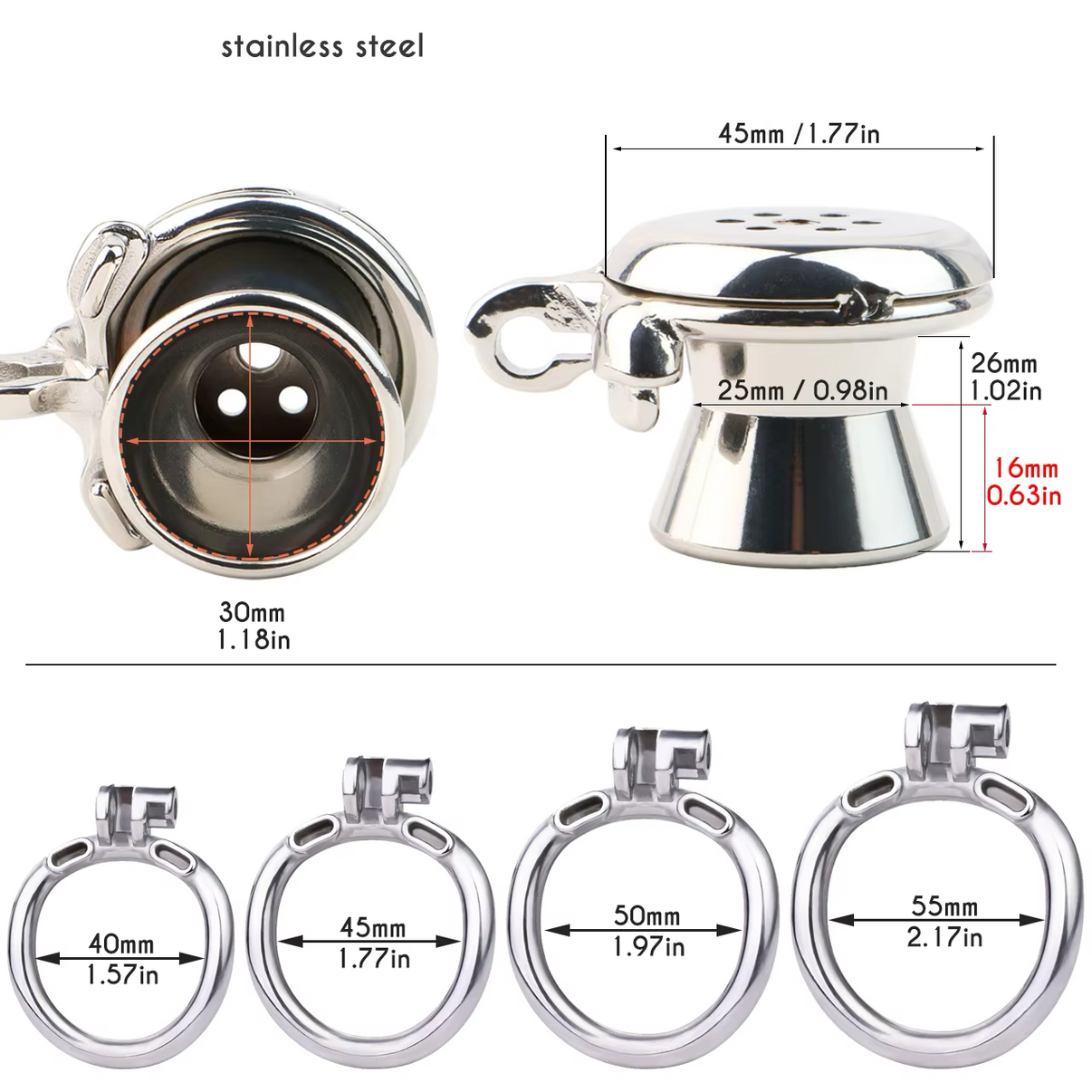 Flat Inverted Chastity Cage with Silicone Urethral Catheter and Butt P ...