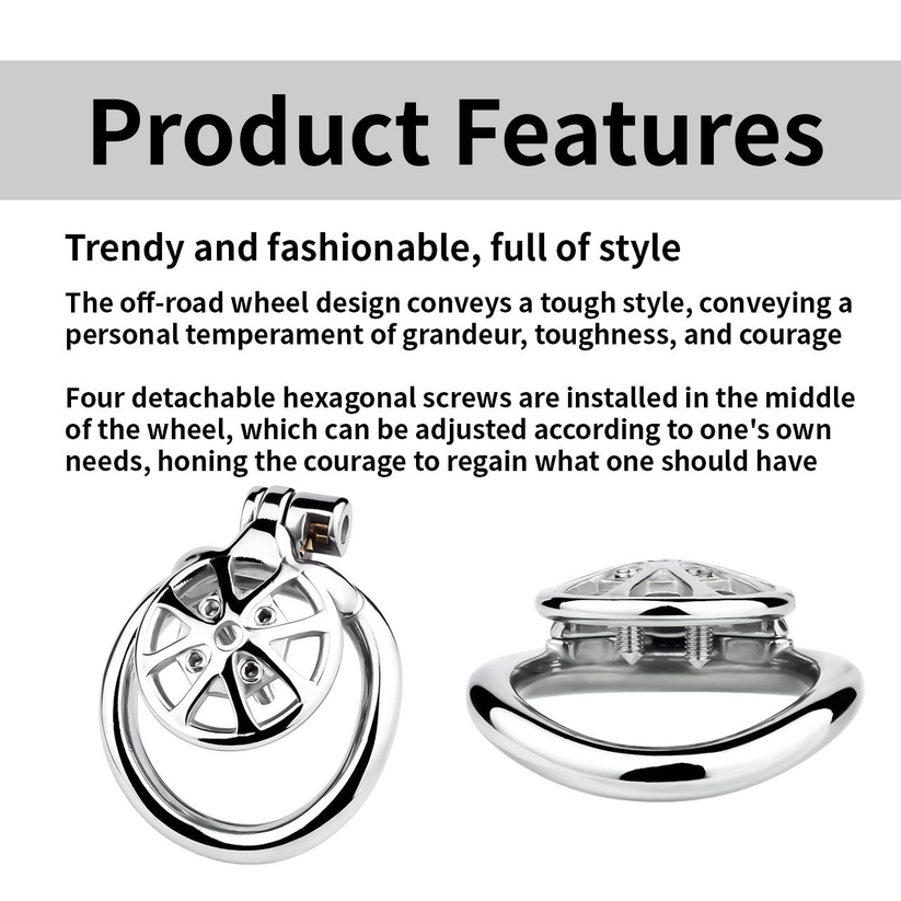 Spiked Flat Chastity Cage with Metal/Silicone Catheters Small Metal ...