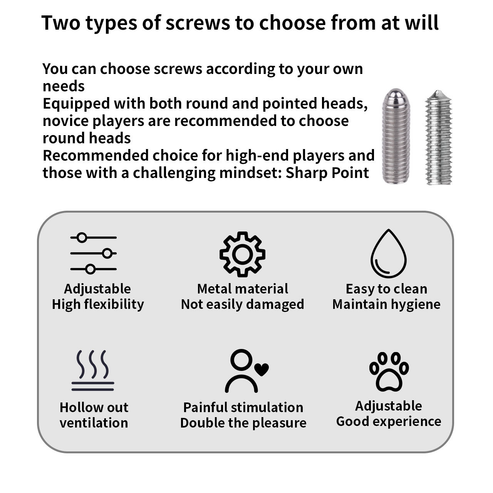 Spiked Flat Chastity Cage with Metal/Silicone Catheters Small Metal ...
