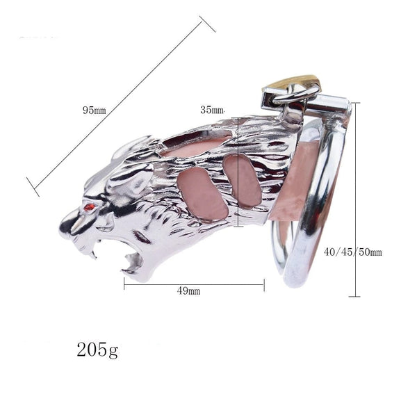 Tiger Head Metal Chastity Cage For Men 304 Stainless Steel Cock Lock ...