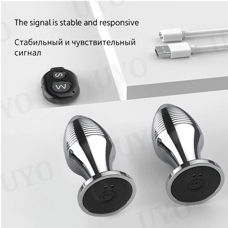 Metal Wireless Remote Vibrating Butt Plug Thrusting Anal Plug For Men ...