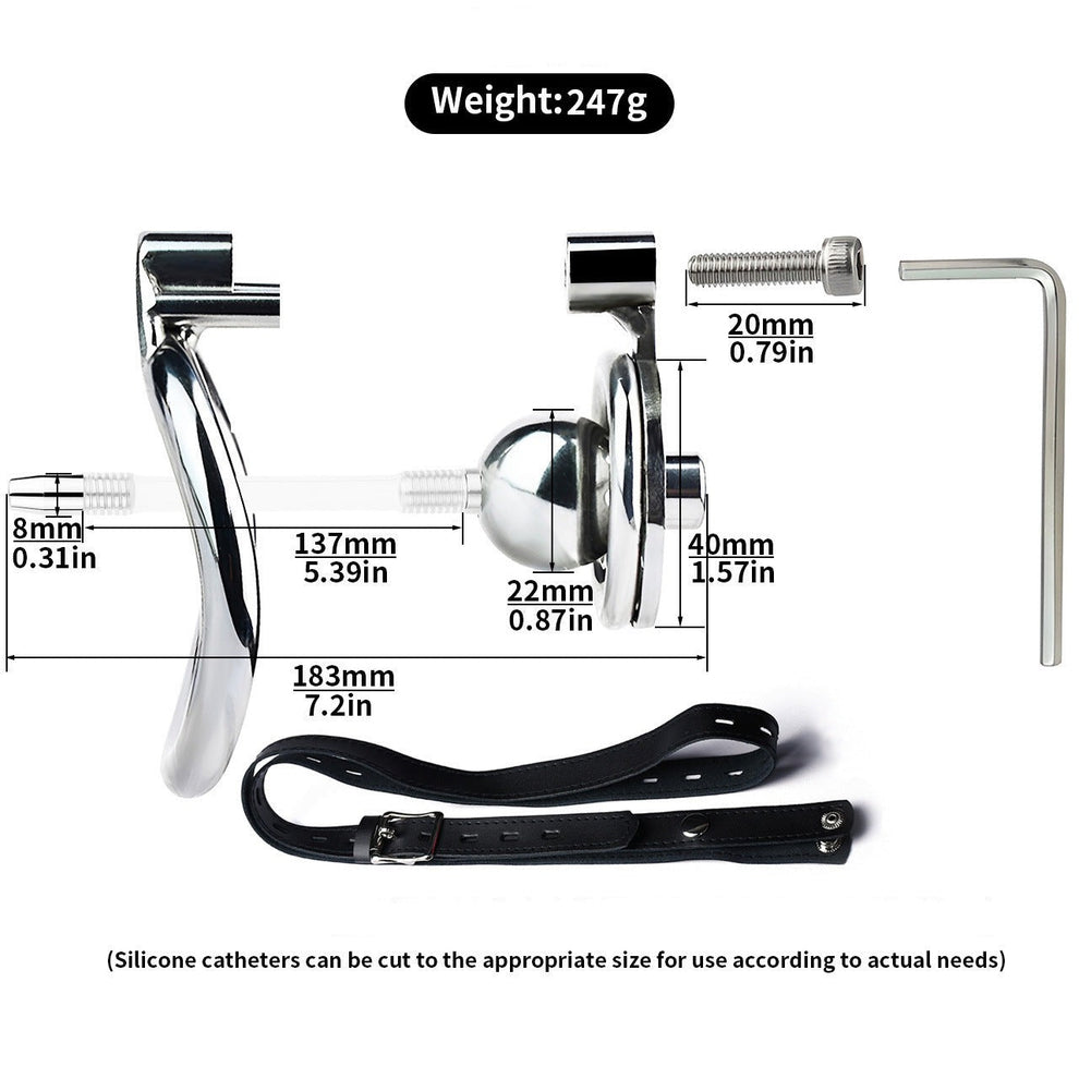 Small Inverted Chastity Cage with Silicone Urethral Catheter Tube and ...